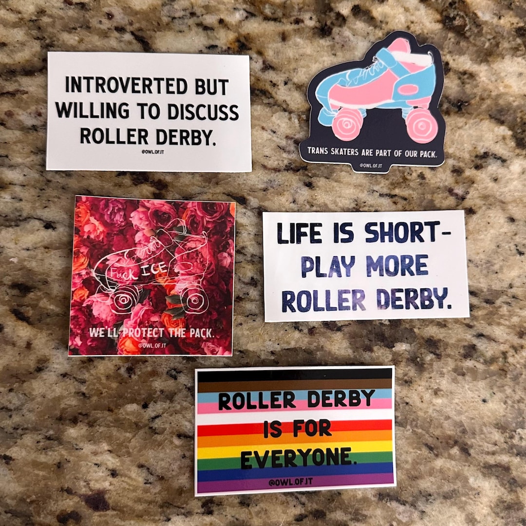 Five Pack Roller Derby Stickers Trans Inclusive Anti Ice Activism Vinyl ...