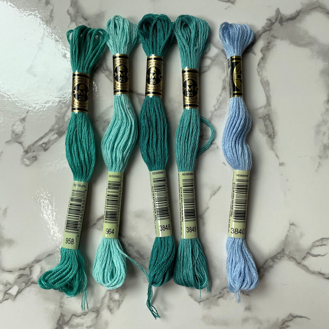DMC 958 964 3848 3849 3840 Embroidery Floss - Etsy