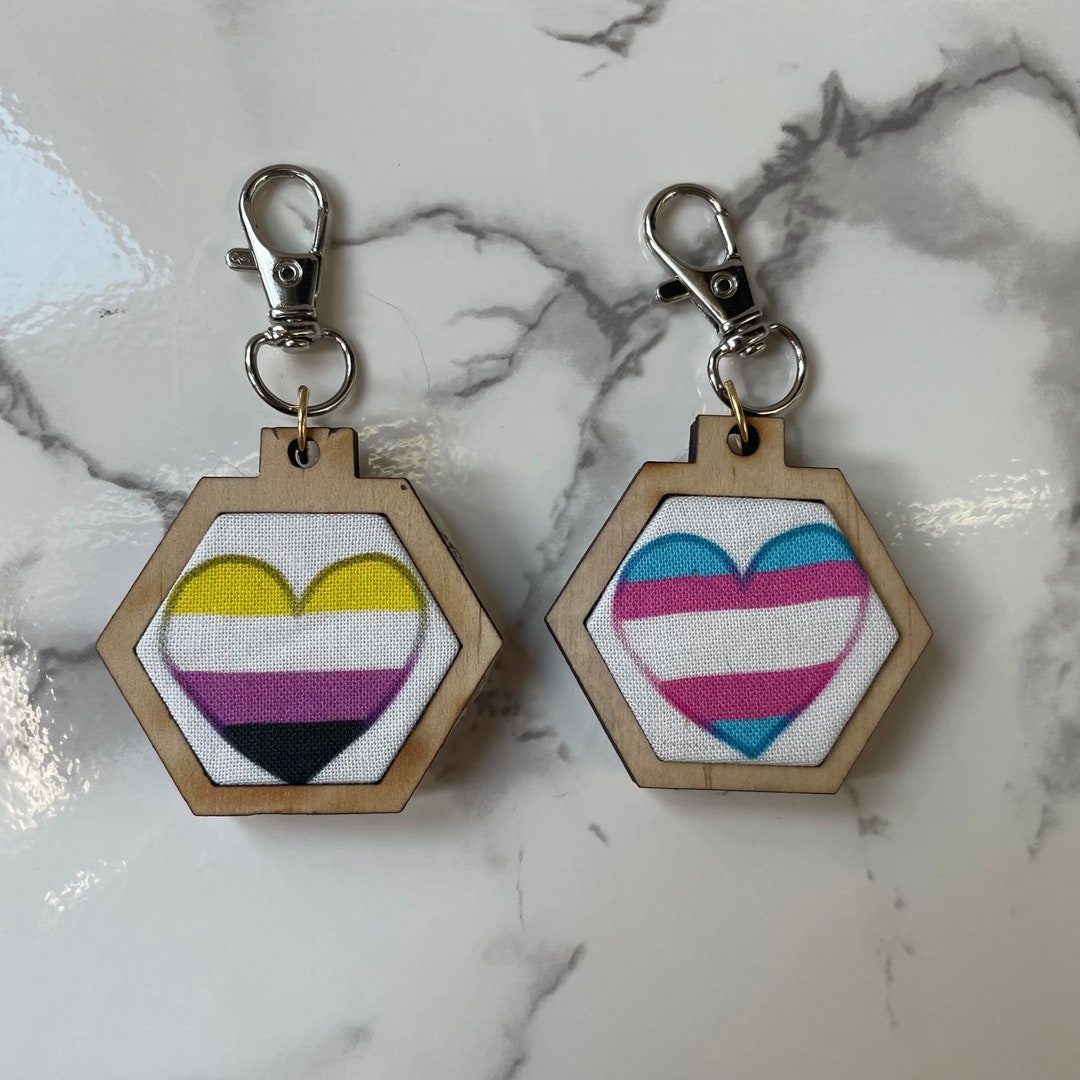 Queer Tiny Embroidery Hoop Wooden and Fabric Rainbow Flag Pride ...