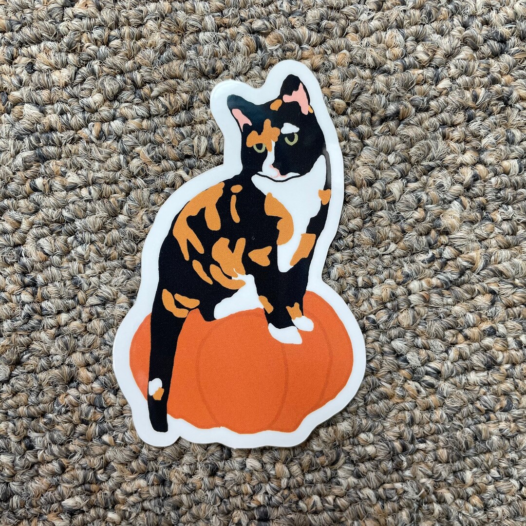 Calico Cat Pumpkin Fall Autumn Vinyl Sticker Three Inch 3” - Etsy