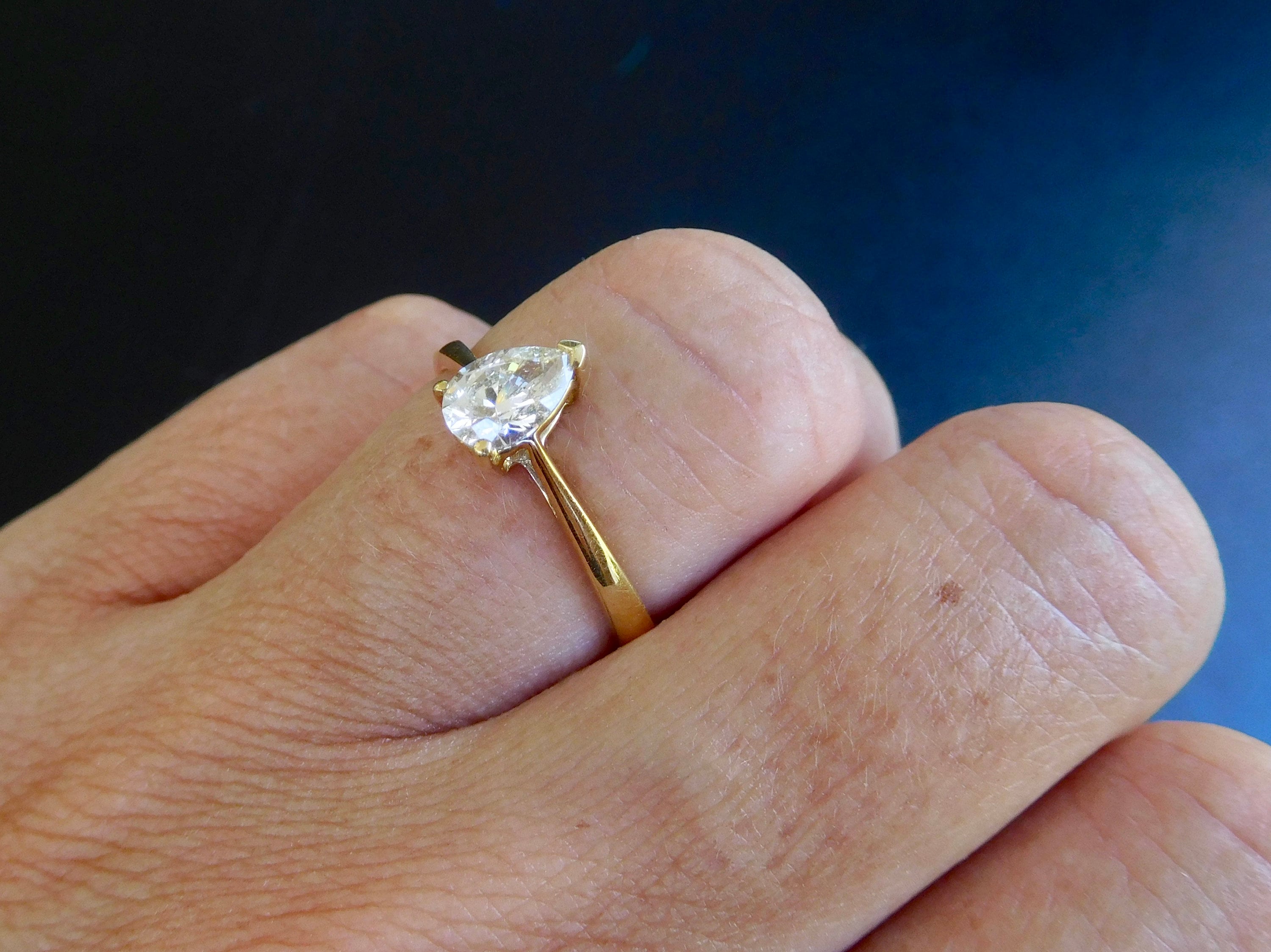 18ct Yellow Gold And Pear Shaped Diamond Engagement Ring Pear Etsy