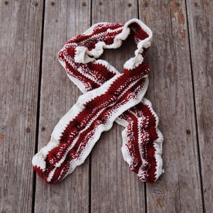 Bacon Scarf, Food Scarf, Bacon Lover, Crochet Bacon Scarf. Crochet Food ...