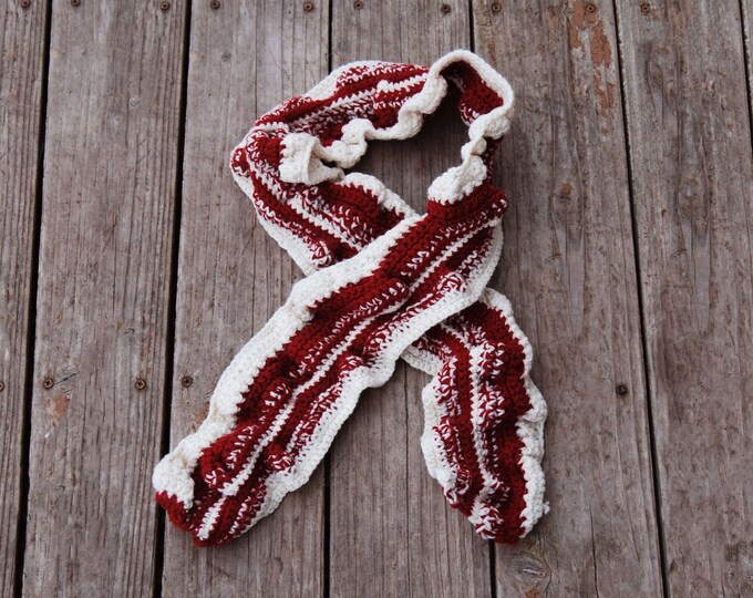 Bacon Scarf, Food Scarf, Bacon Lover, Crochet Bacon Scarf. Crochet Food ...