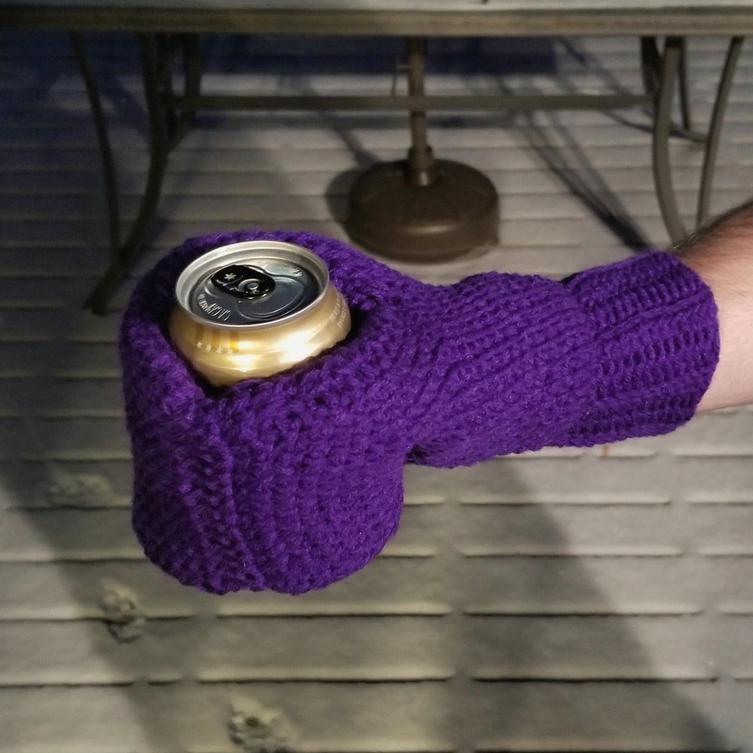 Crochet Beer Mitten, Soda Pop Can Holder, Crochet Mitten Can Cozy ...