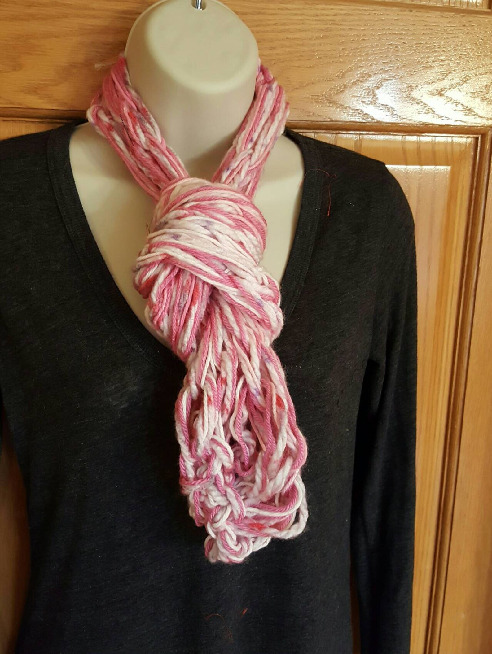 Pink Knit Infinity Scarf Chunky Pink Arm Knit Scarf Knit - Etsy
