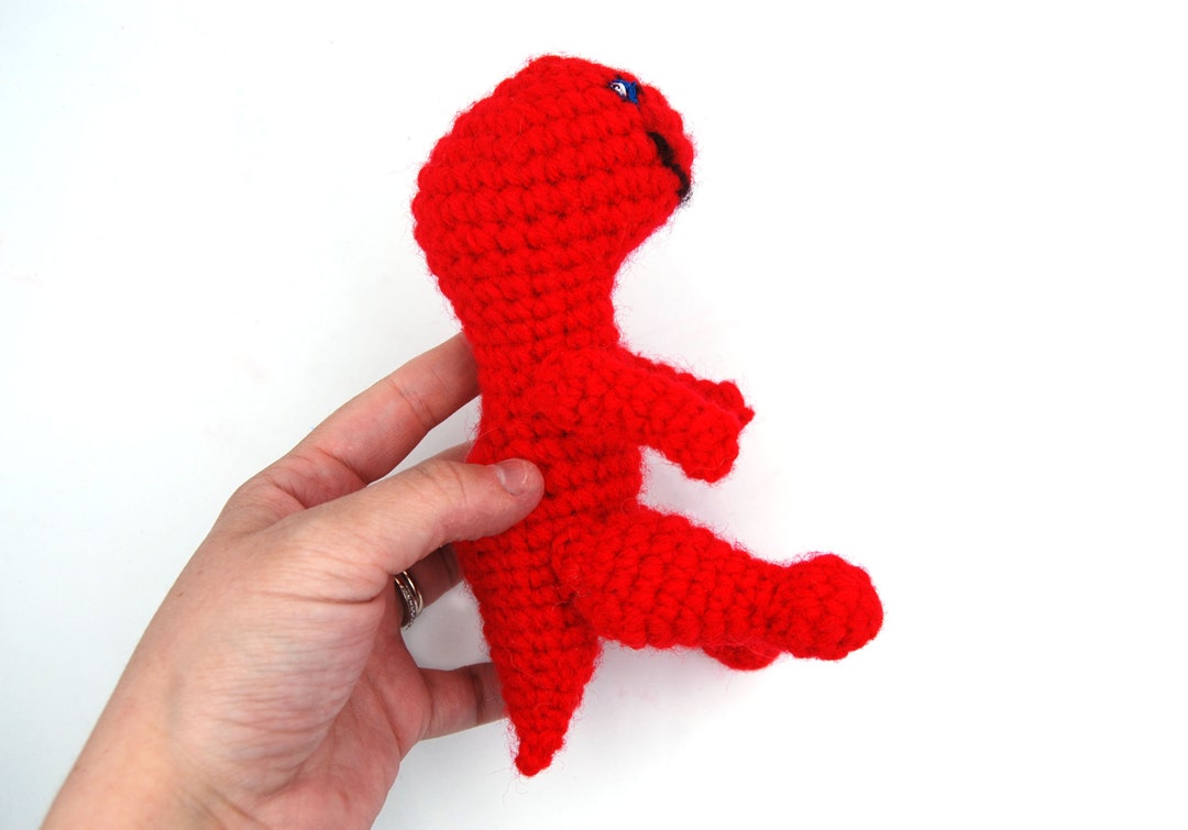 Red Dinosaur Stuffy, Red Crochet Dino Plush, Plush Dinosaur, Dinosaur ...