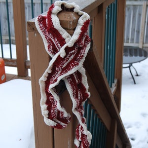 Bacon Scarf, Food Scarf, Bacon Lover, Crochet Bacon Scarf. Crochet Food ...