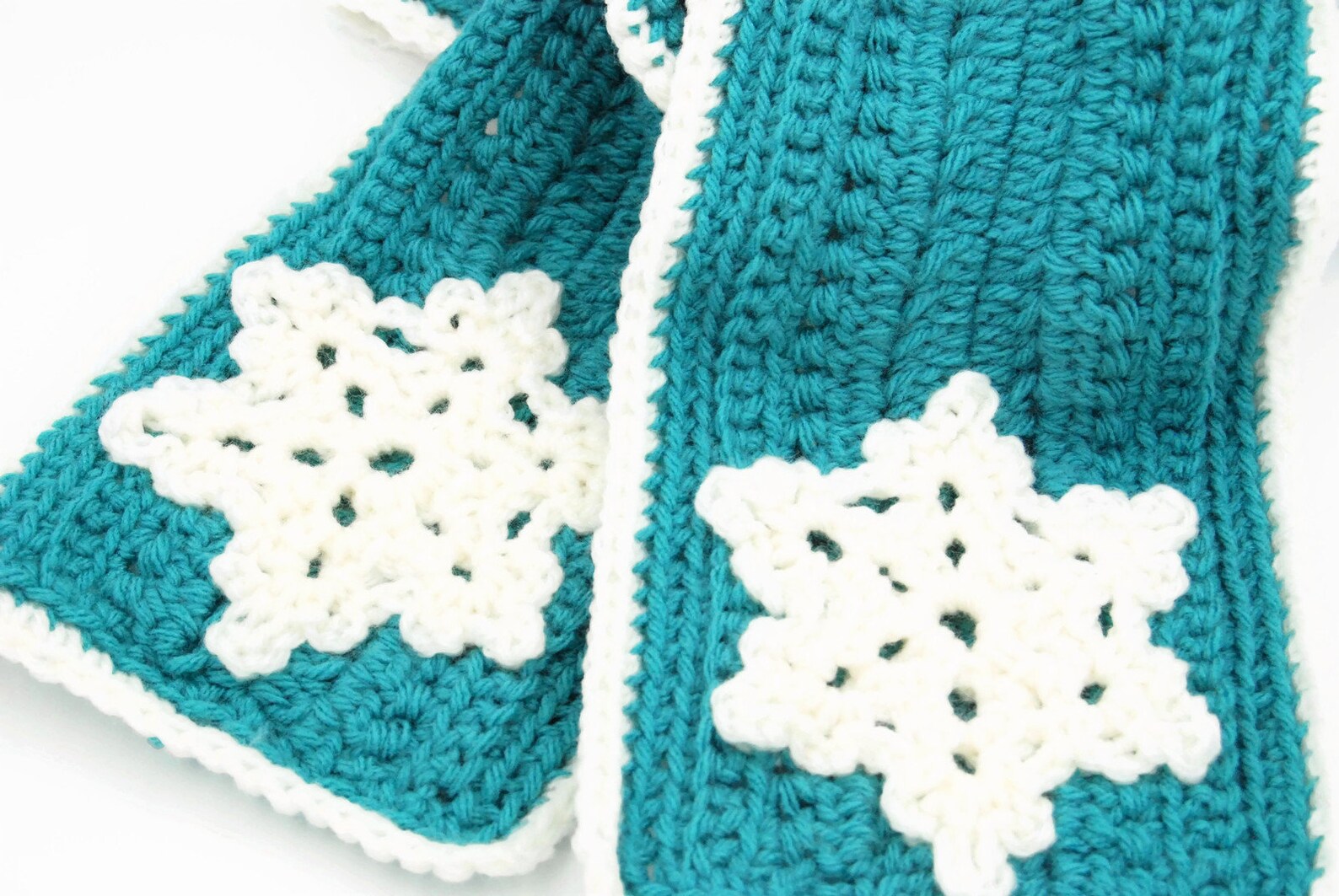 Snowflake Scarf and Hat Set Aqua and White Hat and Scarf - Etsy