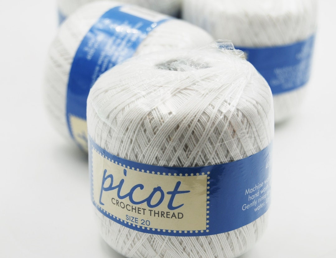 400 Yards 3 Ply Picot Crochet Thread, Size 20, 100% Mercerized Cotton ...