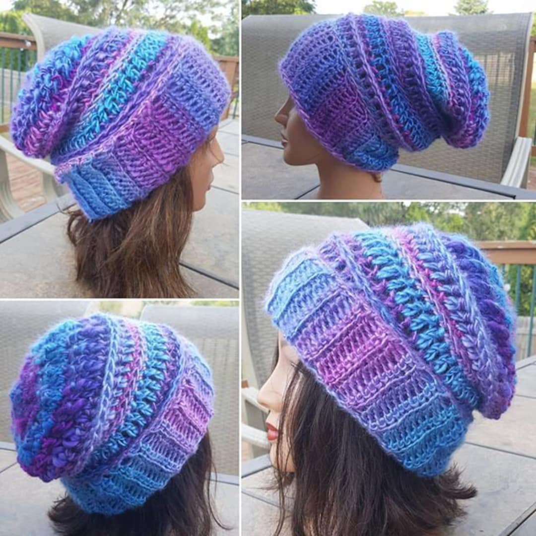 Crochet Hat PATTERN, Crochet Hat Pdf, Crochet Slouchy Beanie, Slouch ...