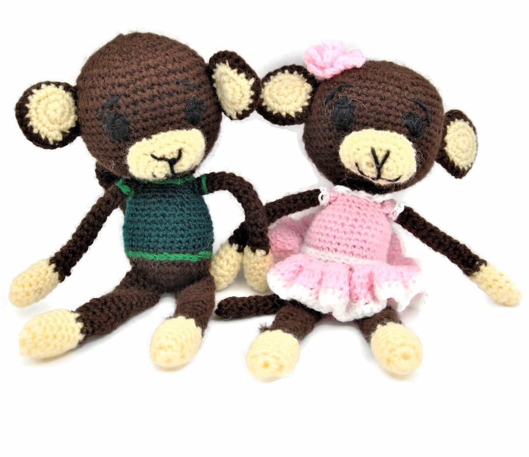 Crochet Monkey Stuffie, Kids Stuffed Monkey Plush, Crocheted Monkey ...