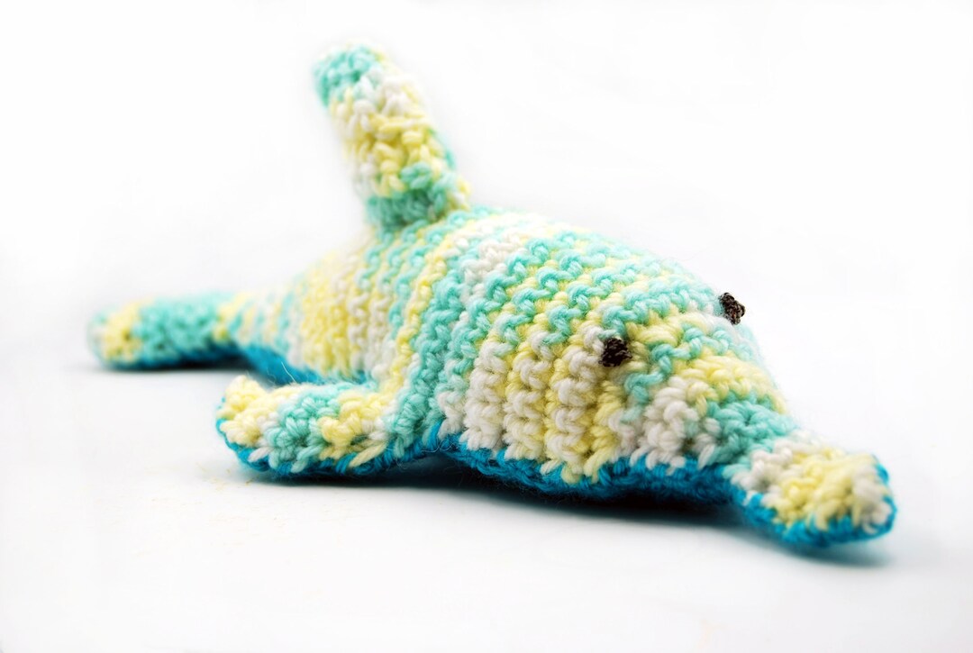 Crocheted Dolphin Plush Toy, Blue Dolphin Stuffy, Kids Stuffed Dolphin ...