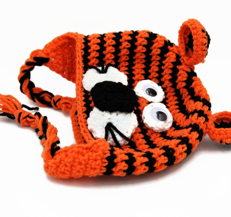 Kids tiger hat with ear flaps toddler tiger beanie toddler | Etsy
