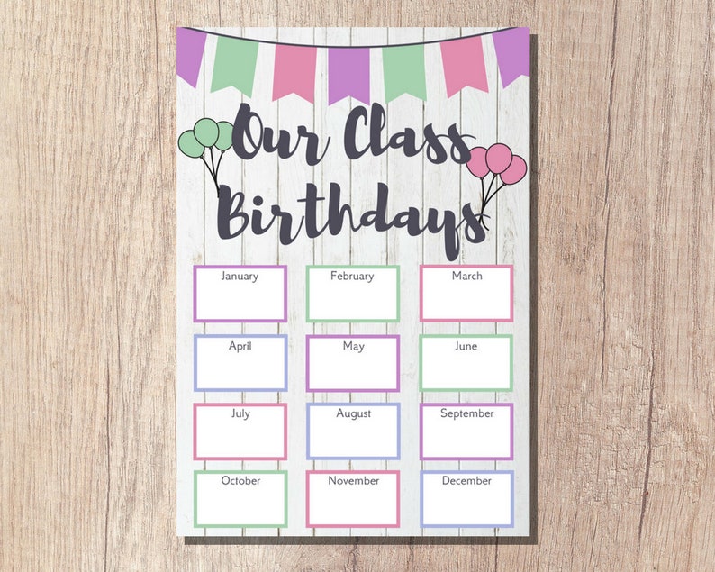 OUR CLASS BIRTHDAYS Classroom Poster Bulletin Board Calendar | Etsy