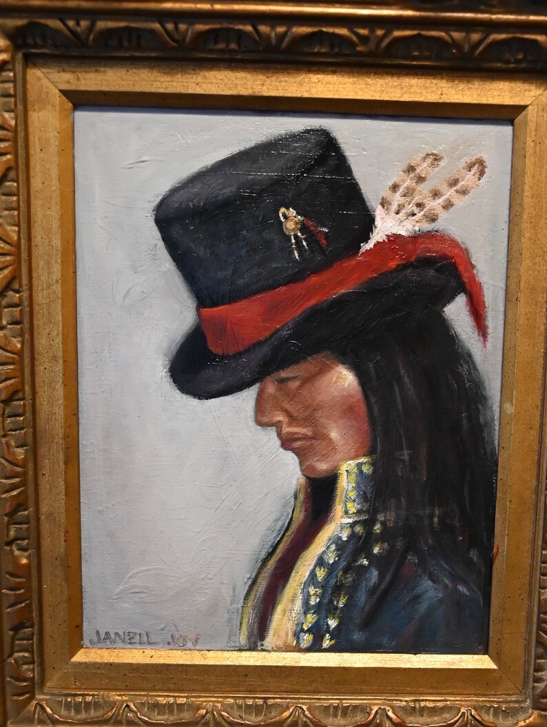 Top Hat Oil Painting in Gold Wood Frame - Etsy