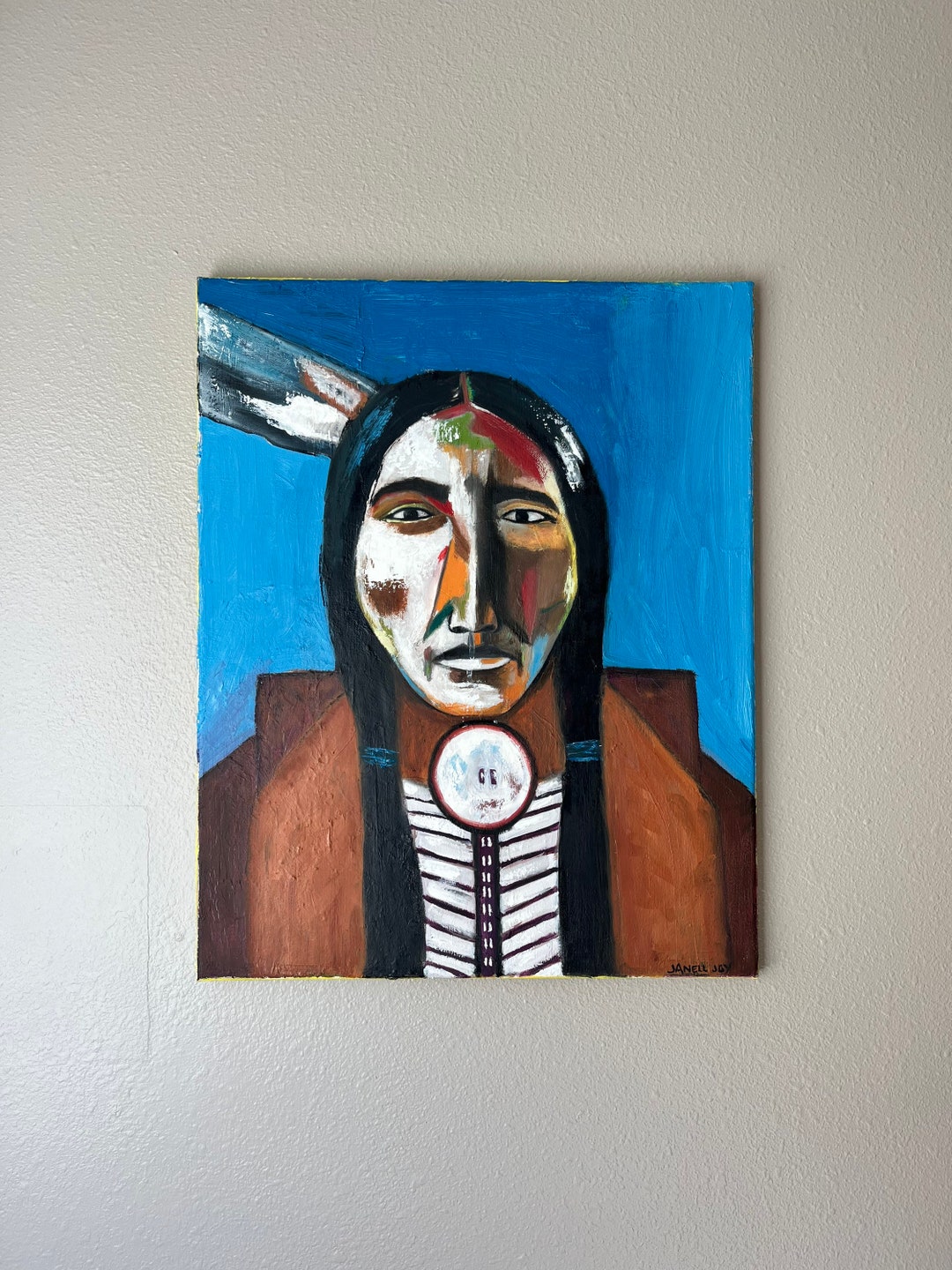 Crooked Feather Indian Painting - Etsy
