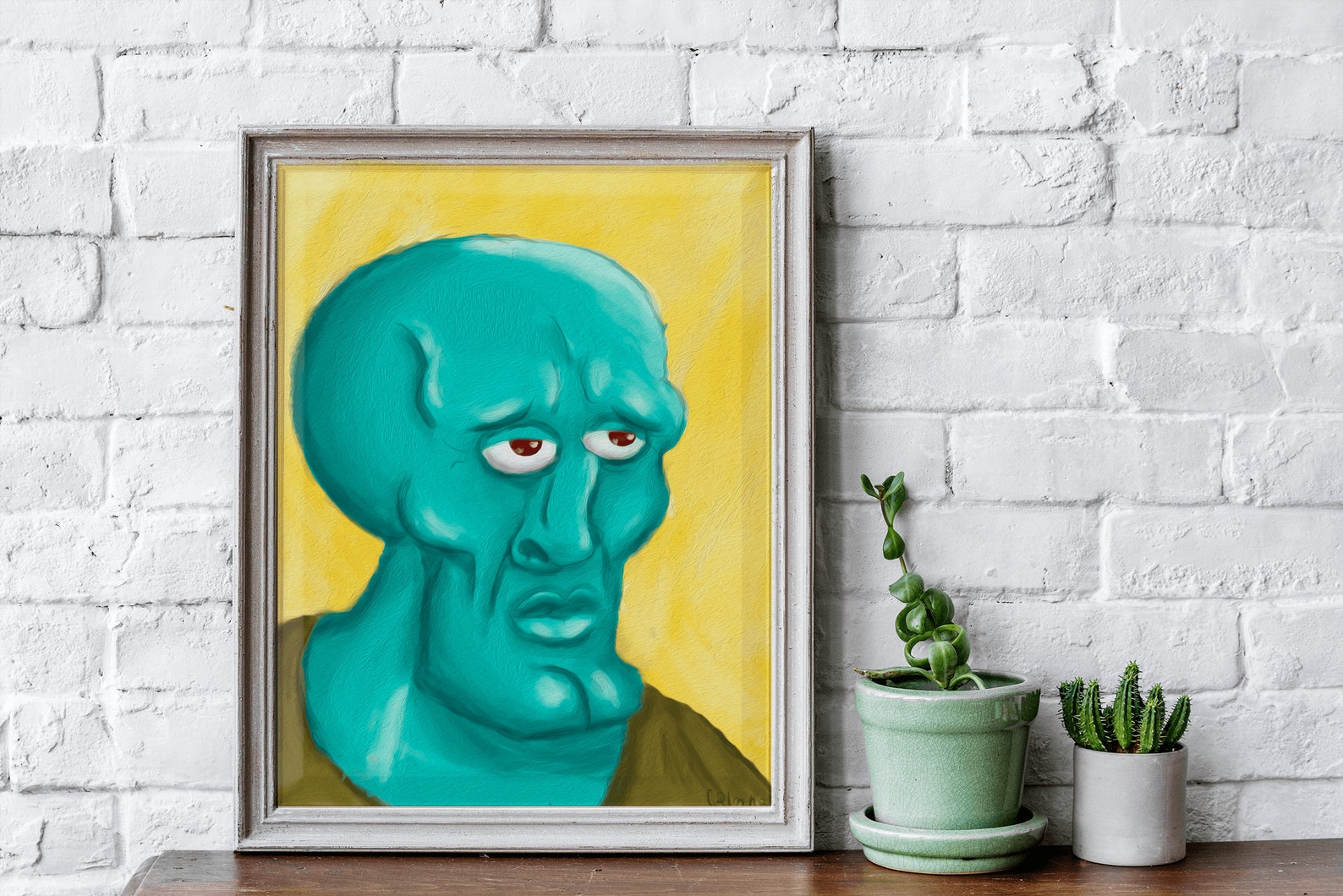 Handsome Squidward Portrait Paint Photo Print - Etsy Denmark