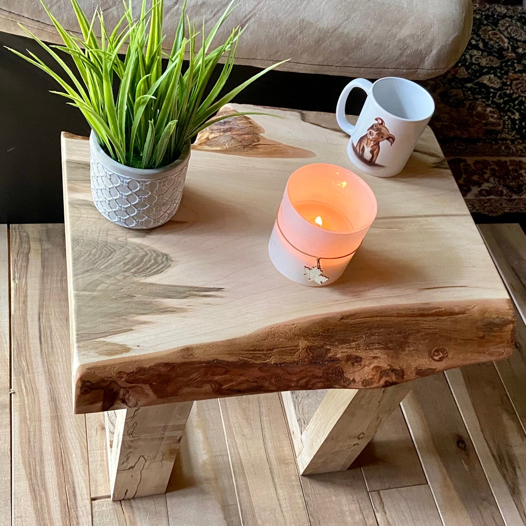 Small Live Edge Ambrosia Maple End Table 20l X 16wmodern Coffee ...