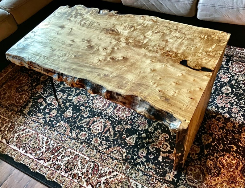 Custom Live Edge Continuous Waterfall Leg Coffee Table Live - Etsy