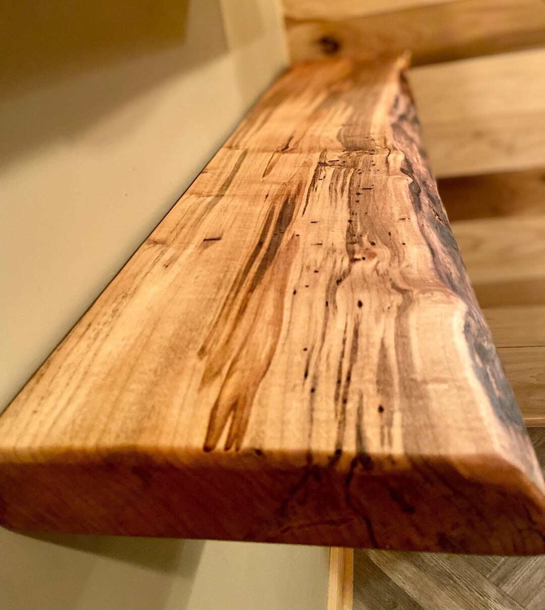 In Stock Live Edge Ambrosia Maple Wood Floating Shelfwormy Maple ...