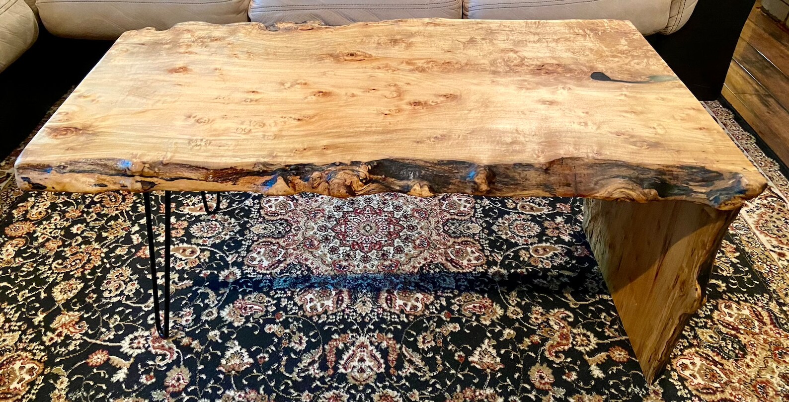 Custom Live Edge Continuous Waterfall Leg Coffee Table Live - Etsy