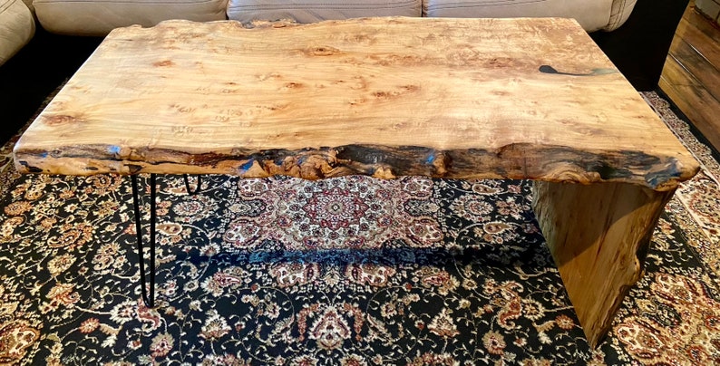 Custom Live Edge Continuous Waterfall Leg Coffee Table Live - Etsy