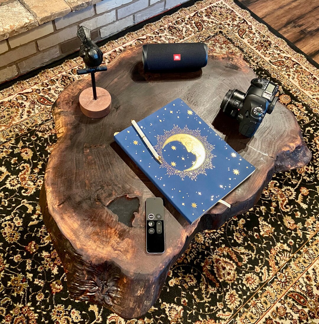 Live Edge Round Walnut Coffee Tablelive Edge Crosscut Wood Coffee ...