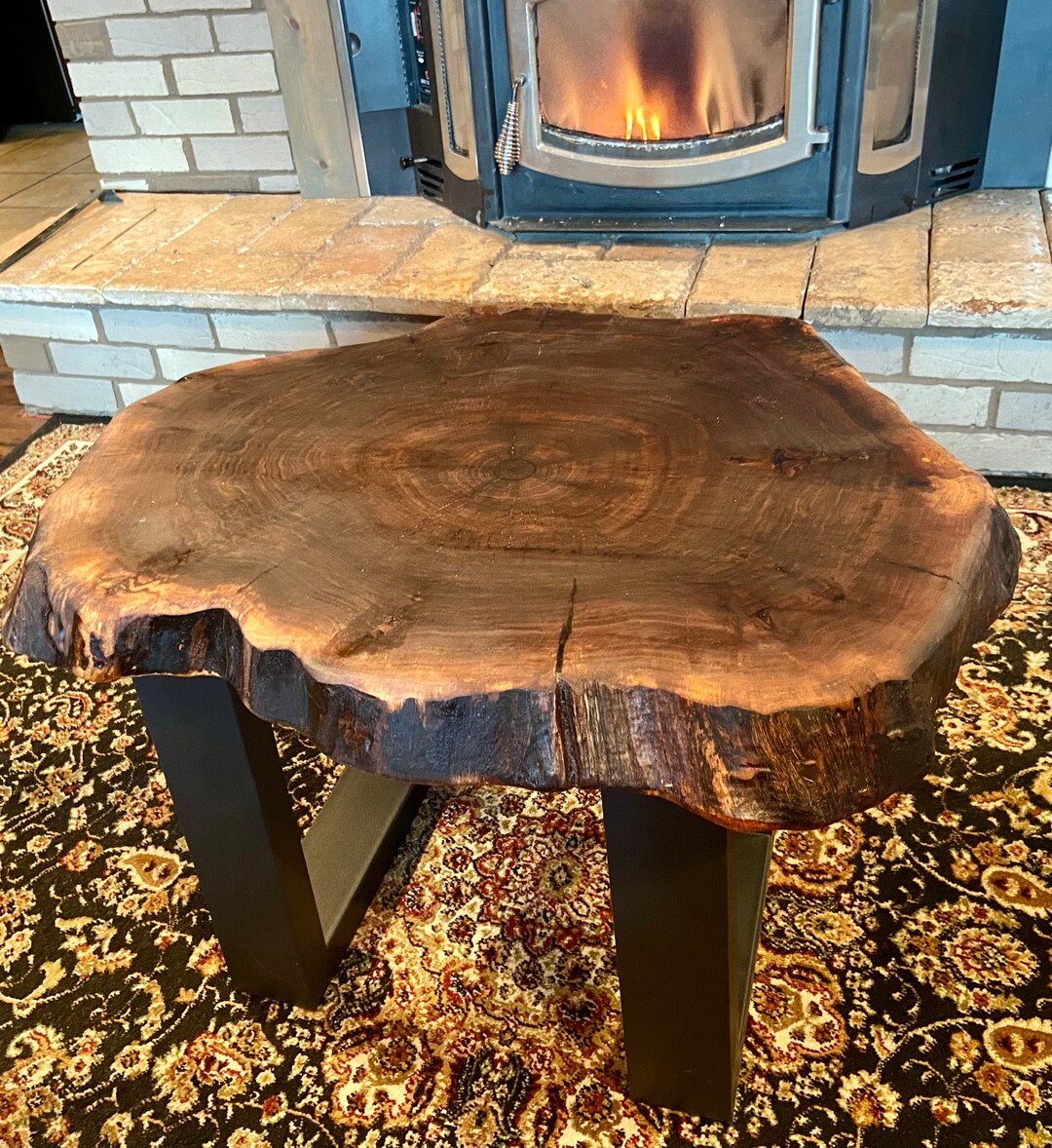 Petite Live Edge Walnut Round Coffee Tablelive Edge Walnut Wood Coffee ...