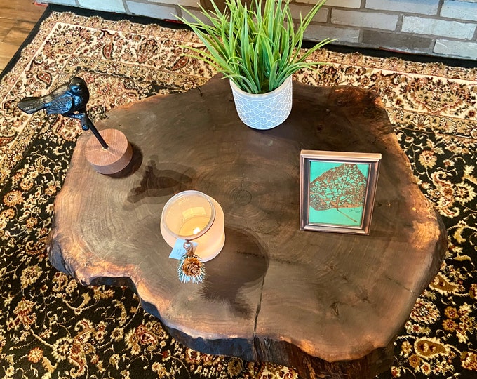 Petite Live Edge Walnut Round Coffee Table|live Edge Walnut Wood Coffee ...