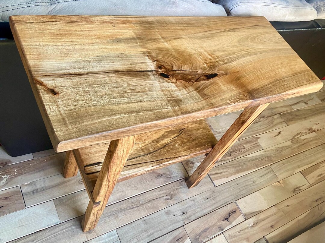 Spalted Maple Sofa Table W/shelf|midcentury Modern Maple Console Table ...