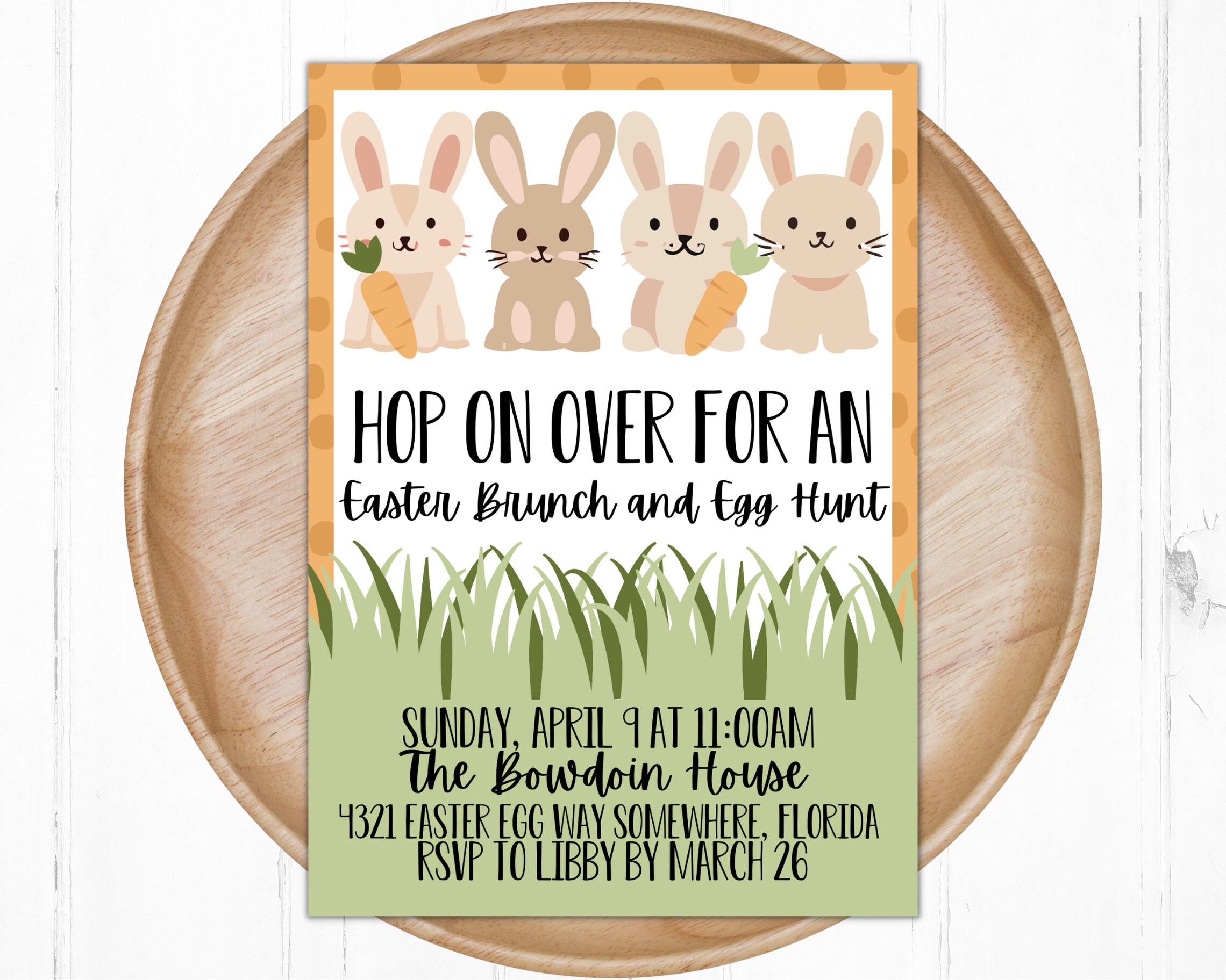 Easter Brunch and Egg Hunt Invitation | Editable | Digital or Printable ...