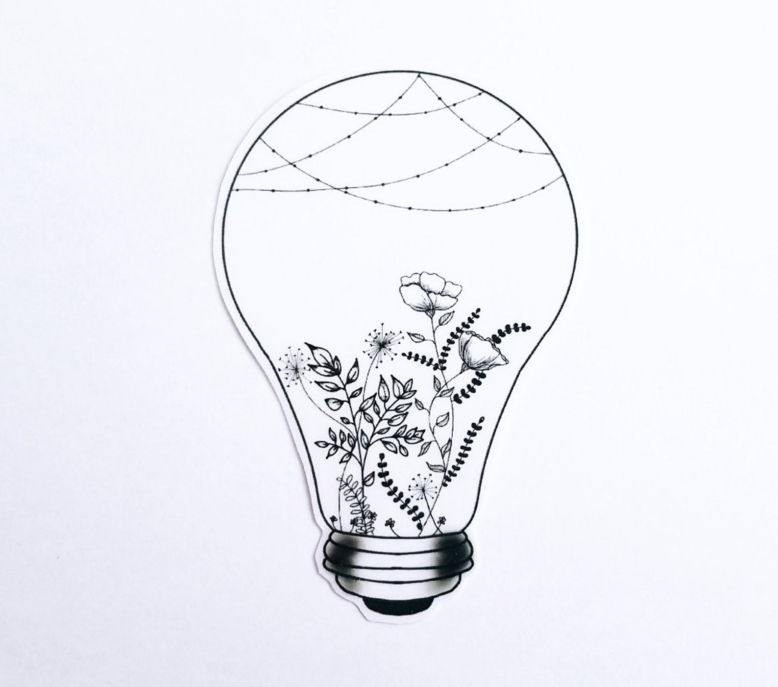Light Bulb Floral Sticker, Abstract Art, Laptop Decal, Notebook Sticker ...
