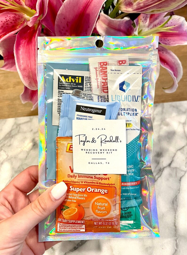 Custom Wedding Recovery Kit Hangover Survival Pouch - Etsy