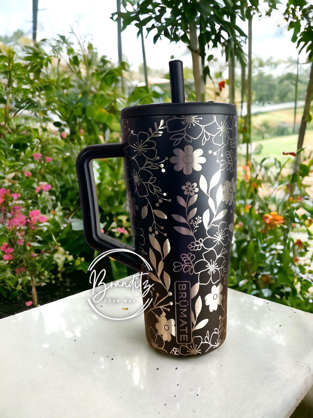 Matte Black 30oz and 40oz Brumate Era Vintage Flowers personalized ...