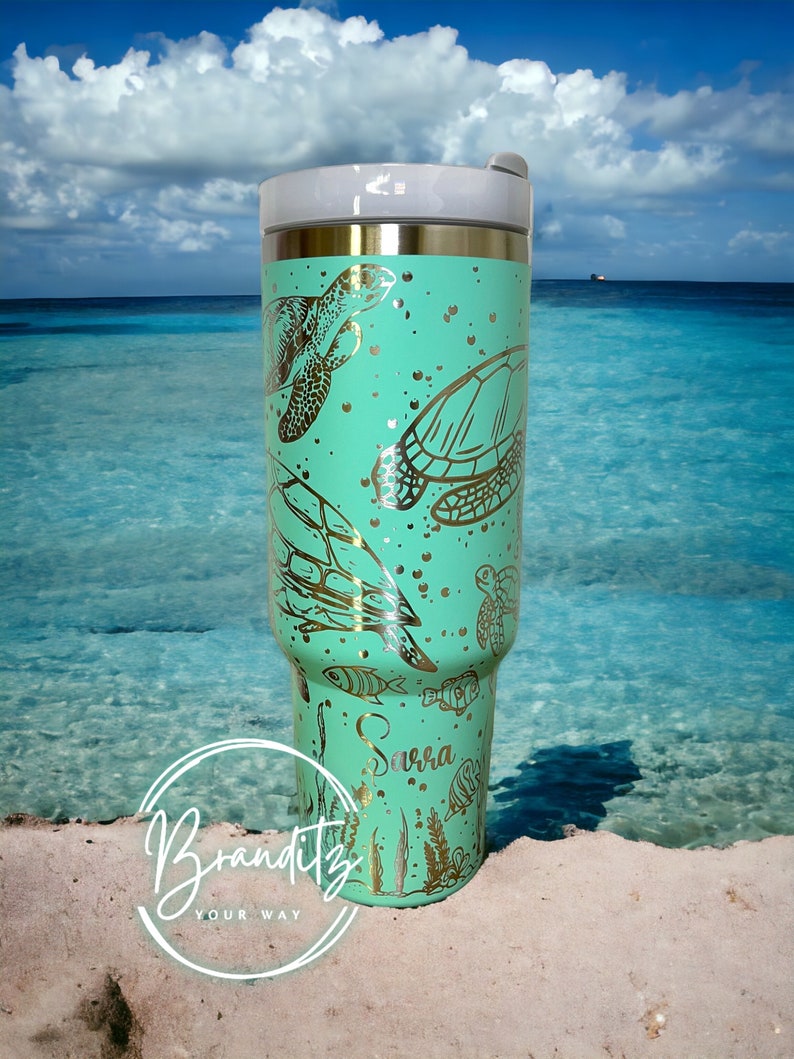 40oz Ocean Sea Turtles. Custom Tumbler. Laser Engraved. - Etsy