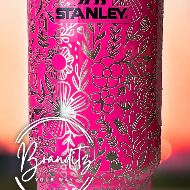 Pink Stanley With Flowers - Etsy