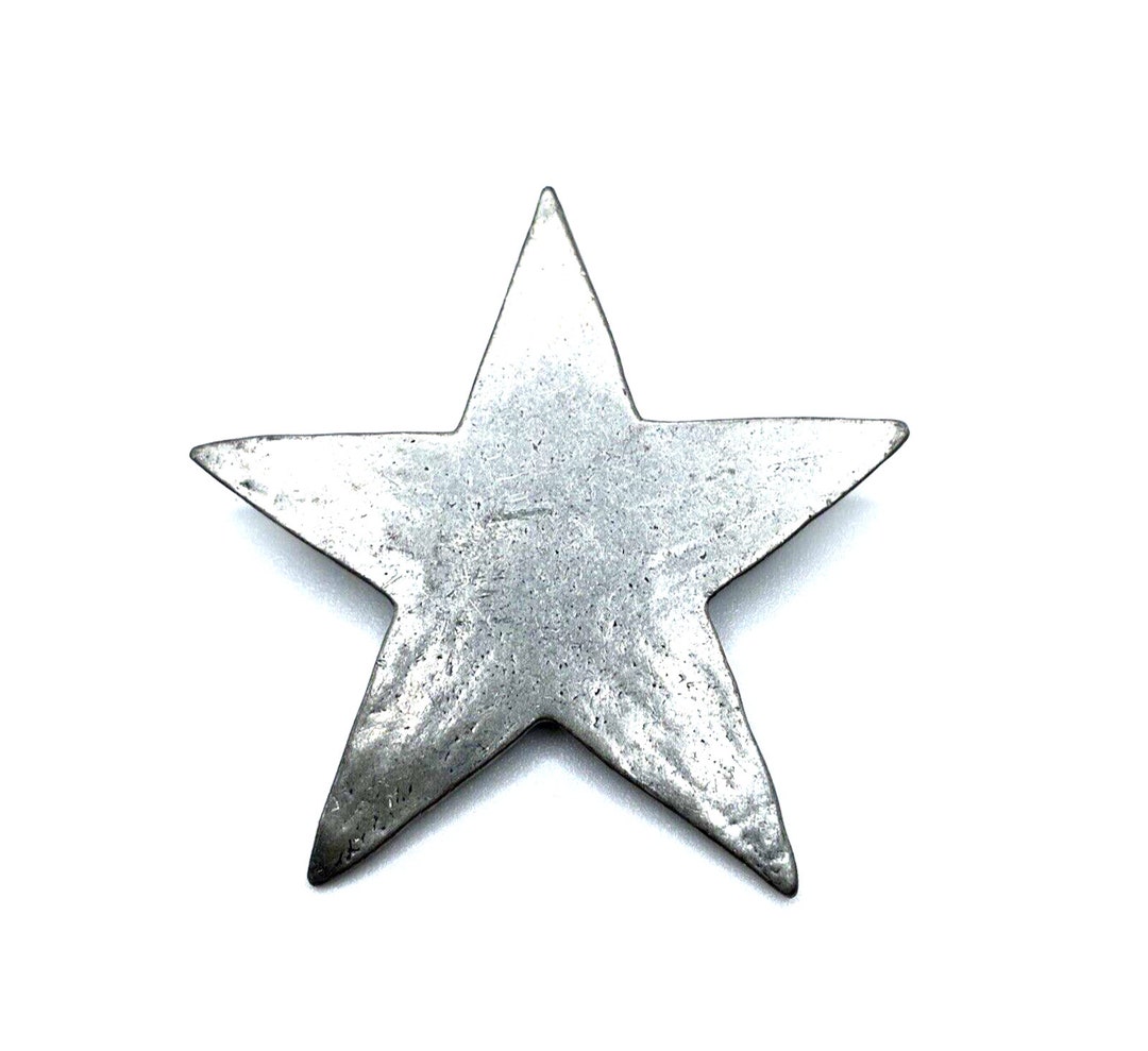 Sheridan Pewter Large Brutalist Hammered Silver Five Pointed Star Pin ...