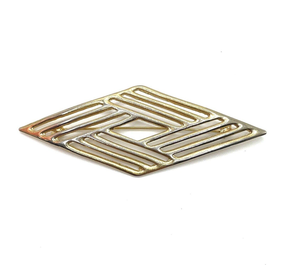 Modernist Geometric Rhombus Two Tone XL Brooch Vintage Futurist - Etsy