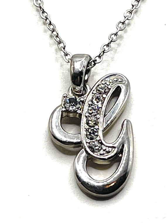 Silver Cursive Initial G Letter G Made With Swarovski… - Gem
