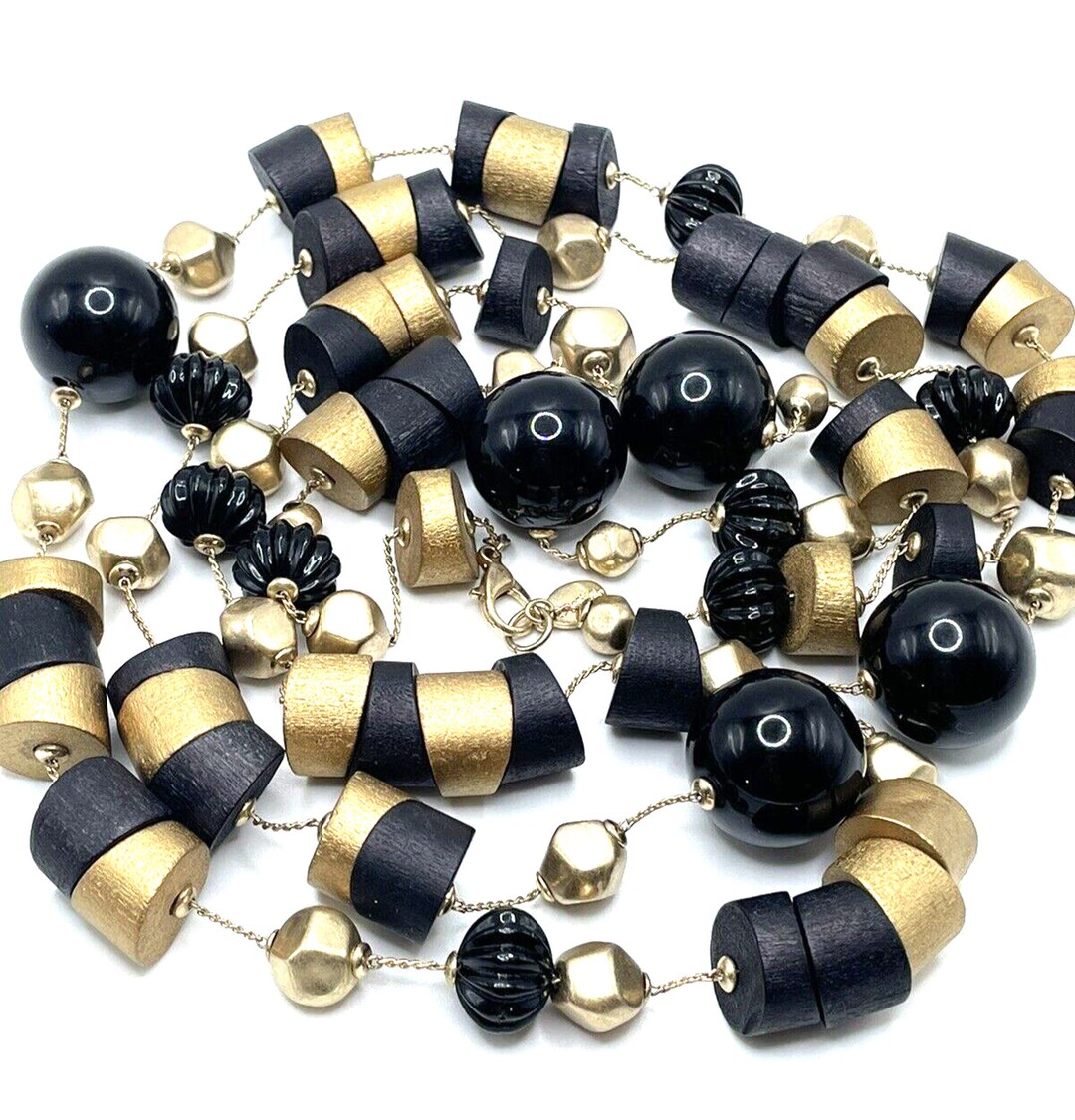 Vintage William Dellolio Art Deco Beaded Necklace Wood Statement ...