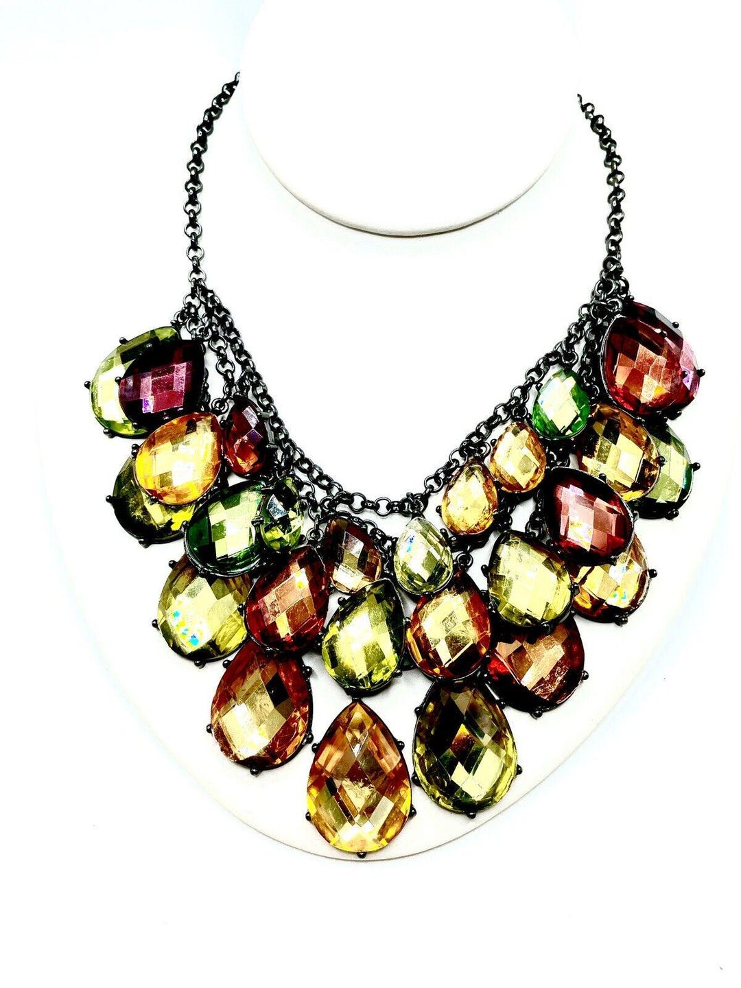 Joan Rivers Runway Crystal Cascade Colorful BOLD Bib Statement Layered ...