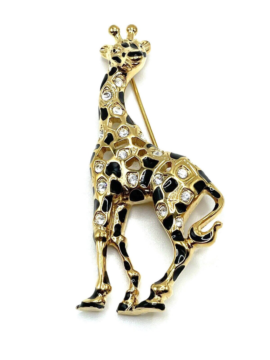 Swarovski Giraffe Brooch Swan Logo 1990s Vintage Figural Jewelry ...