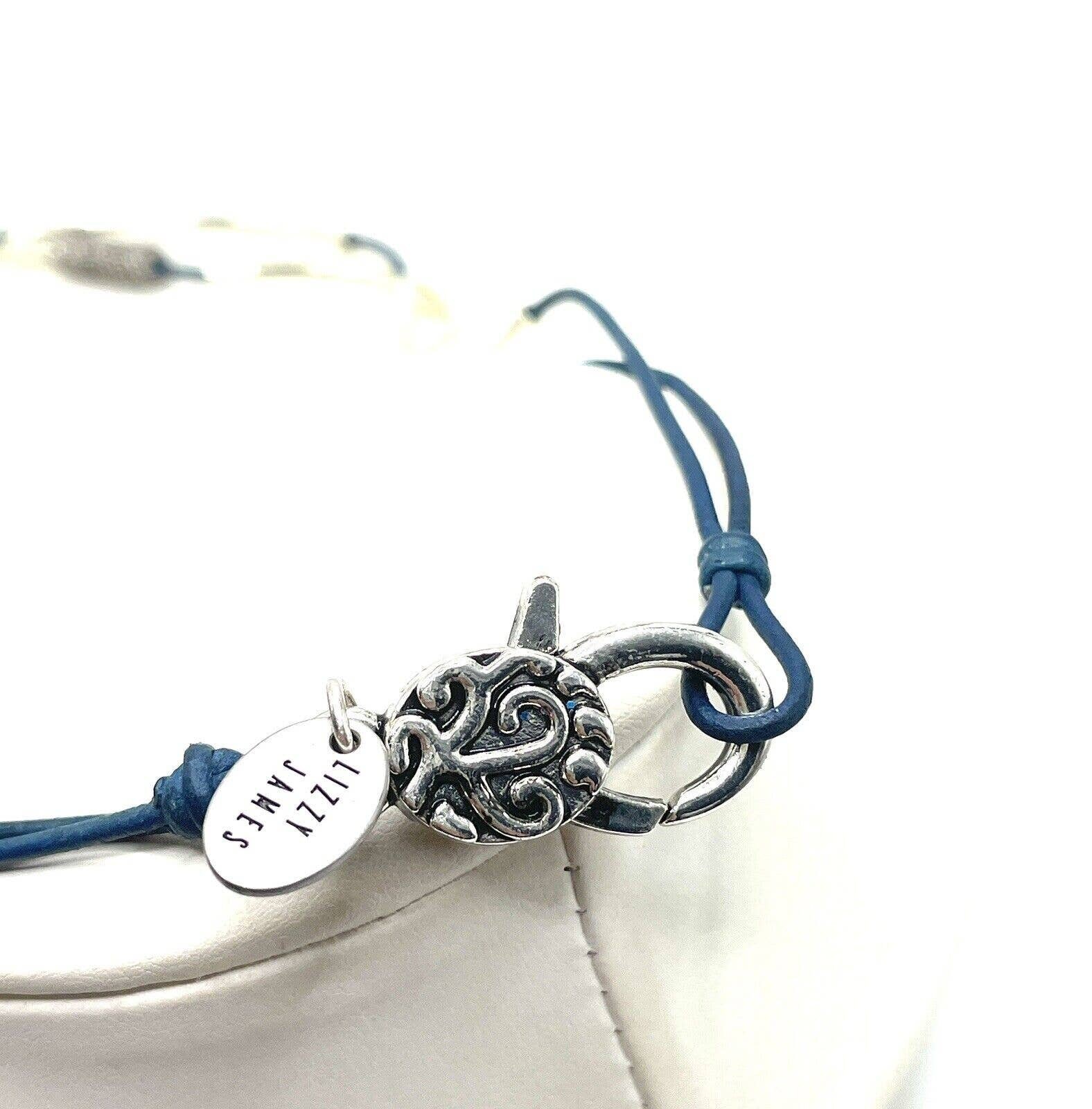 Lizzie James Convertible Necklace Bracelet Teal Leather Silver Wrap ...