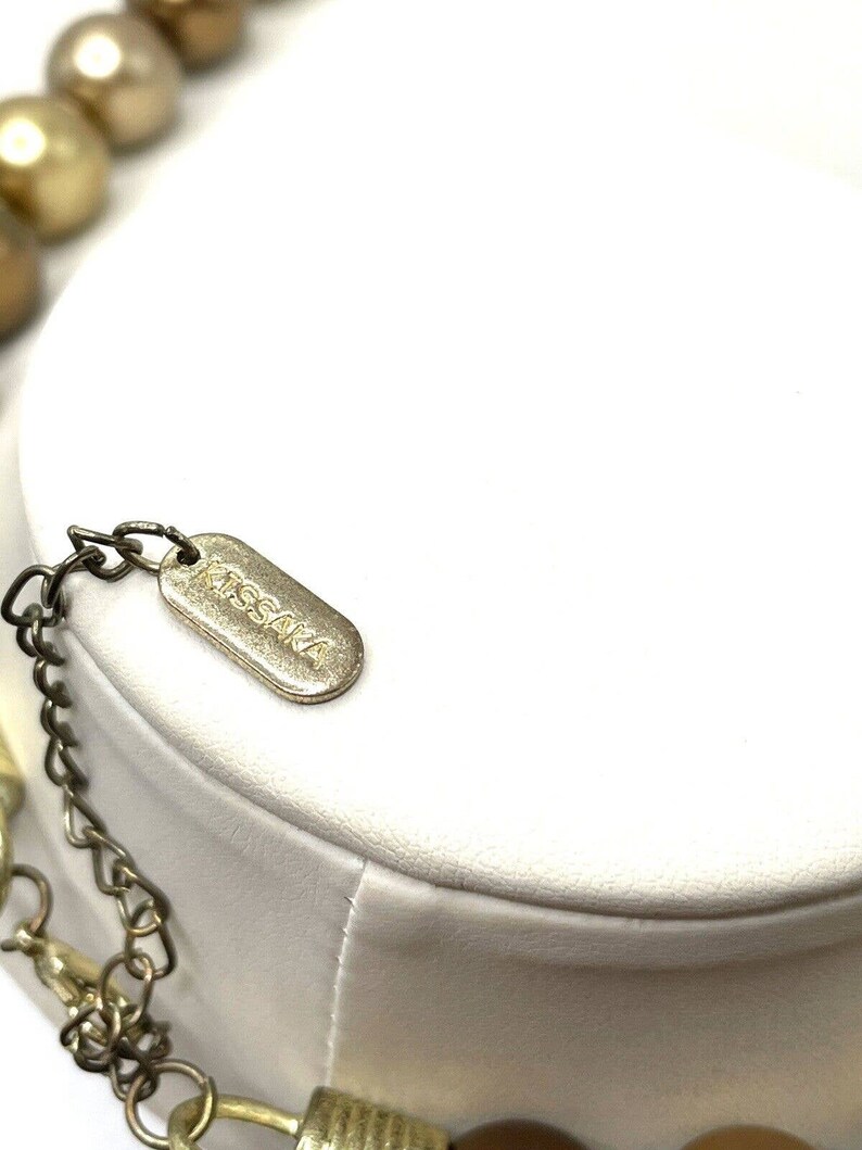 Kissaka Fine Glass Pearl Necklace Gold Bronze Champagne Vintage - Etsy