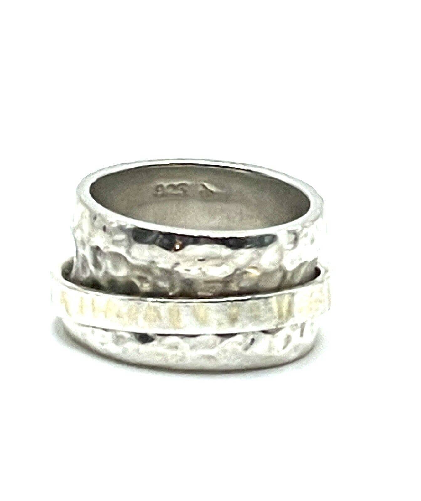 Silpada Sterling Silver Brutalist Wide Hammered Spinner Ring RETIRED 7. ...