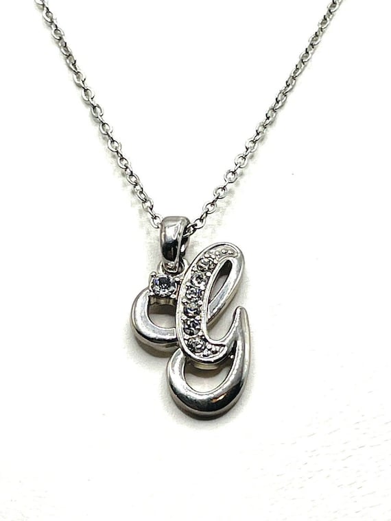 Silver Cursive Initial G Letter G Made With Swarovski… - Gem