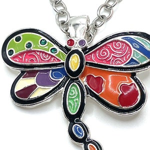 RMN Roman Pop Art Enamel Firefly Pendant Silver Necklace Colorful Large ...