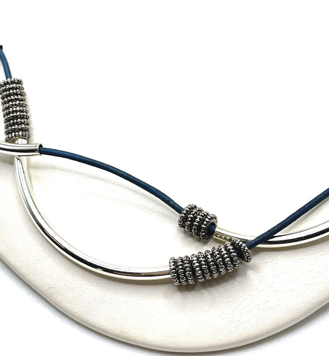 Lizzie James Convertible Necklace Bracelet Teal Leather Silver Wrap ...