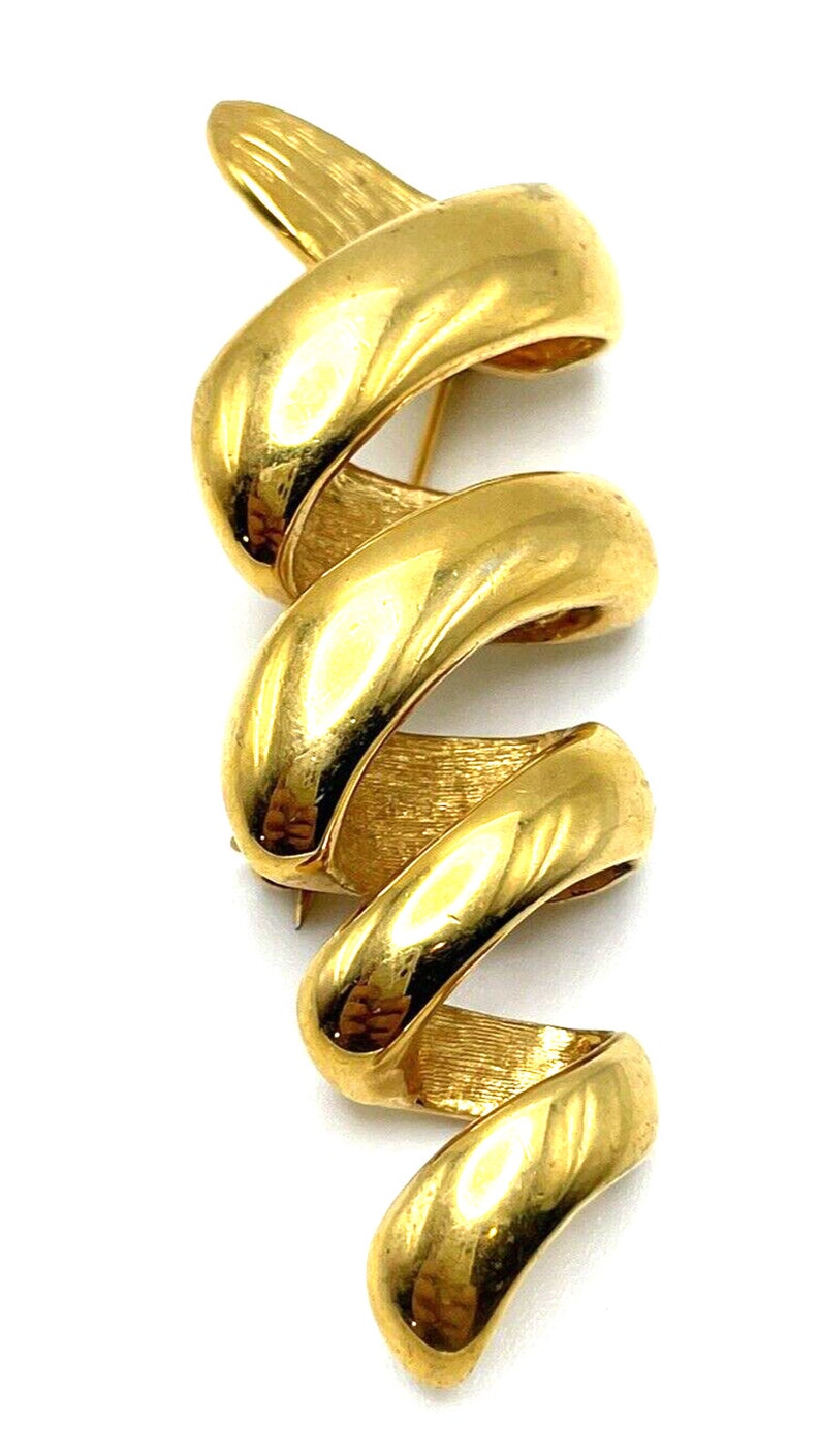 Vintage Monet Brooch Spiral Modernist Gold Chunky - Etsy