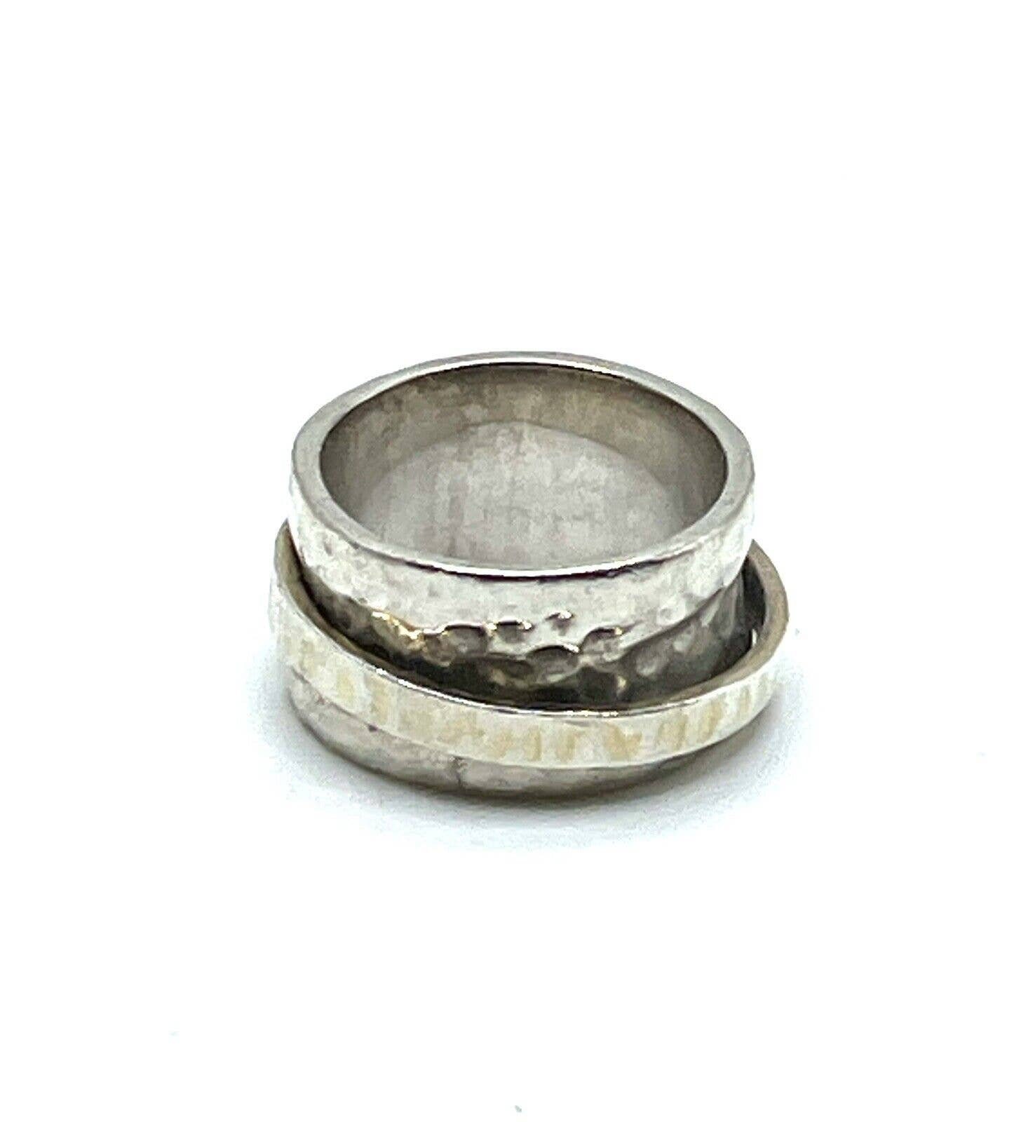 Silpada Sterling Silver Brutalist Wide Hammered Spinner Ring RETIRED 7. ...